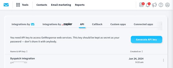 GetResponse Integration Setup | Dyspatch Support